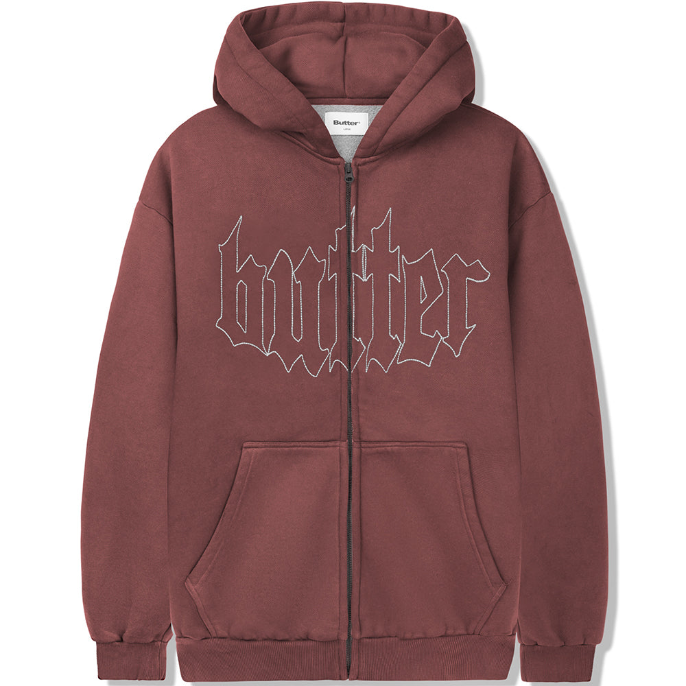 Butter Goods Cropped Zip-Thru Hood Washed Burgundy | NOTE shop