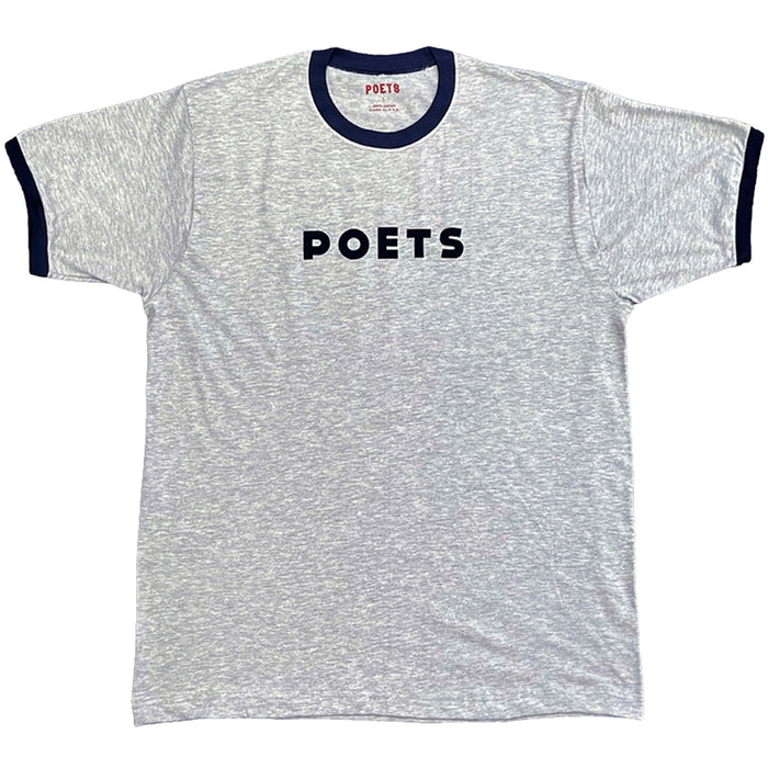 Poets Base Ringer Flocked T Shirt Heather Grey | NOTE shop